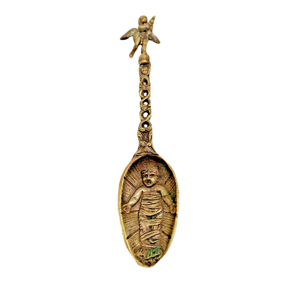 Vintage | Other | Vintage Brass Spoon Italy Baby Jesus Angel Spiritual ...